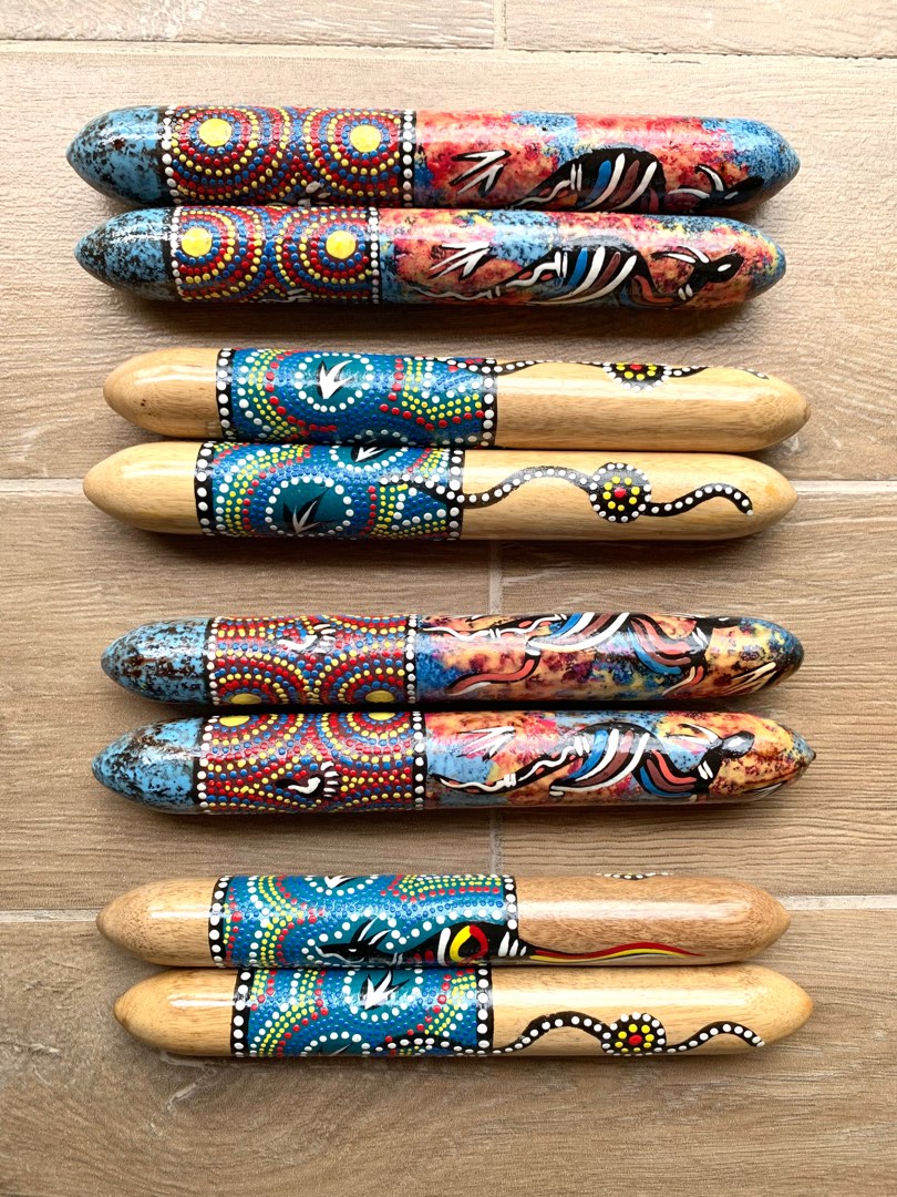 Aboriginal Dot Art Wooden Clap Stick Or Music Stick, Hobbies & Toys ...
