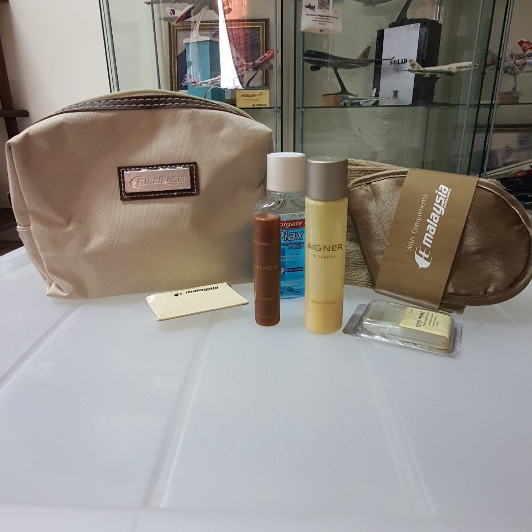 Aigner in flight Business Class amenities kit by Malaysia Airlines, Hobbies & Toys, Travel ...