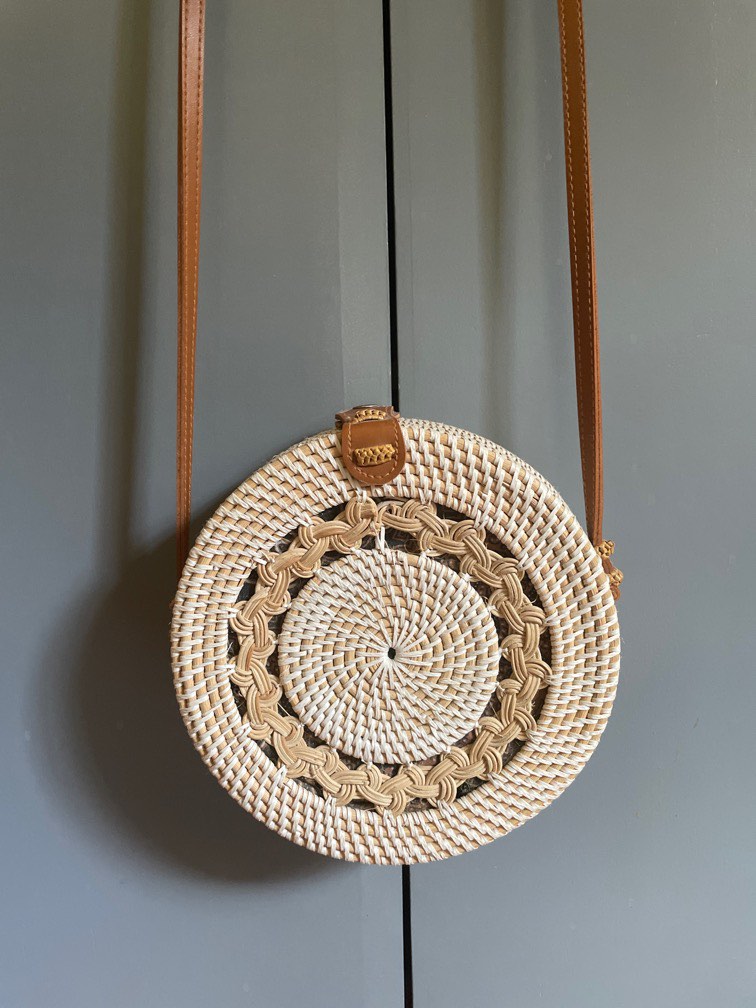 Bali round rattan bag, Women's Fashion, Bags & Wallets, Cross-body Bags ...