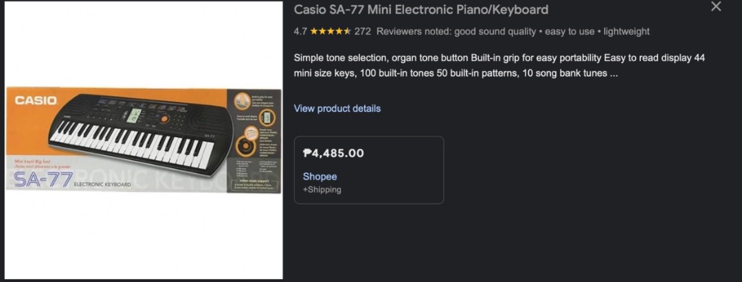 Casio SA-77 Keyboard with Free Electric Adaptor, Hobbies & Toys, Music ...