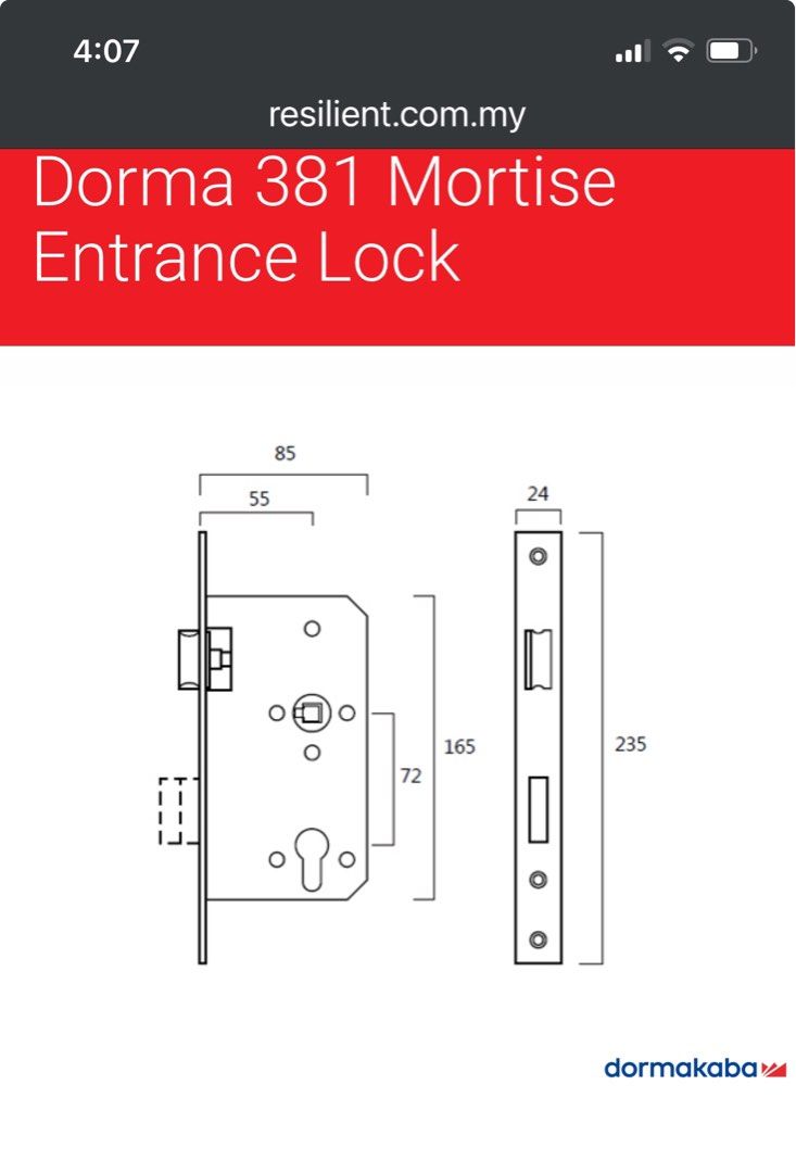 Door mortise lock Doorma 381 sg 316 stainless steel right or lef on ...