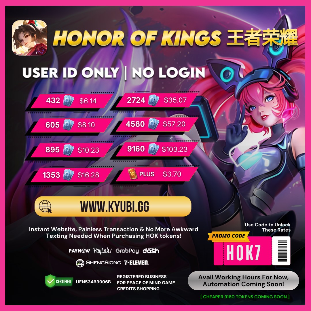 Honor Of Kings Mobile Tokens Top Up | WEBSITE NO LOGIN | Recharge Honor ...