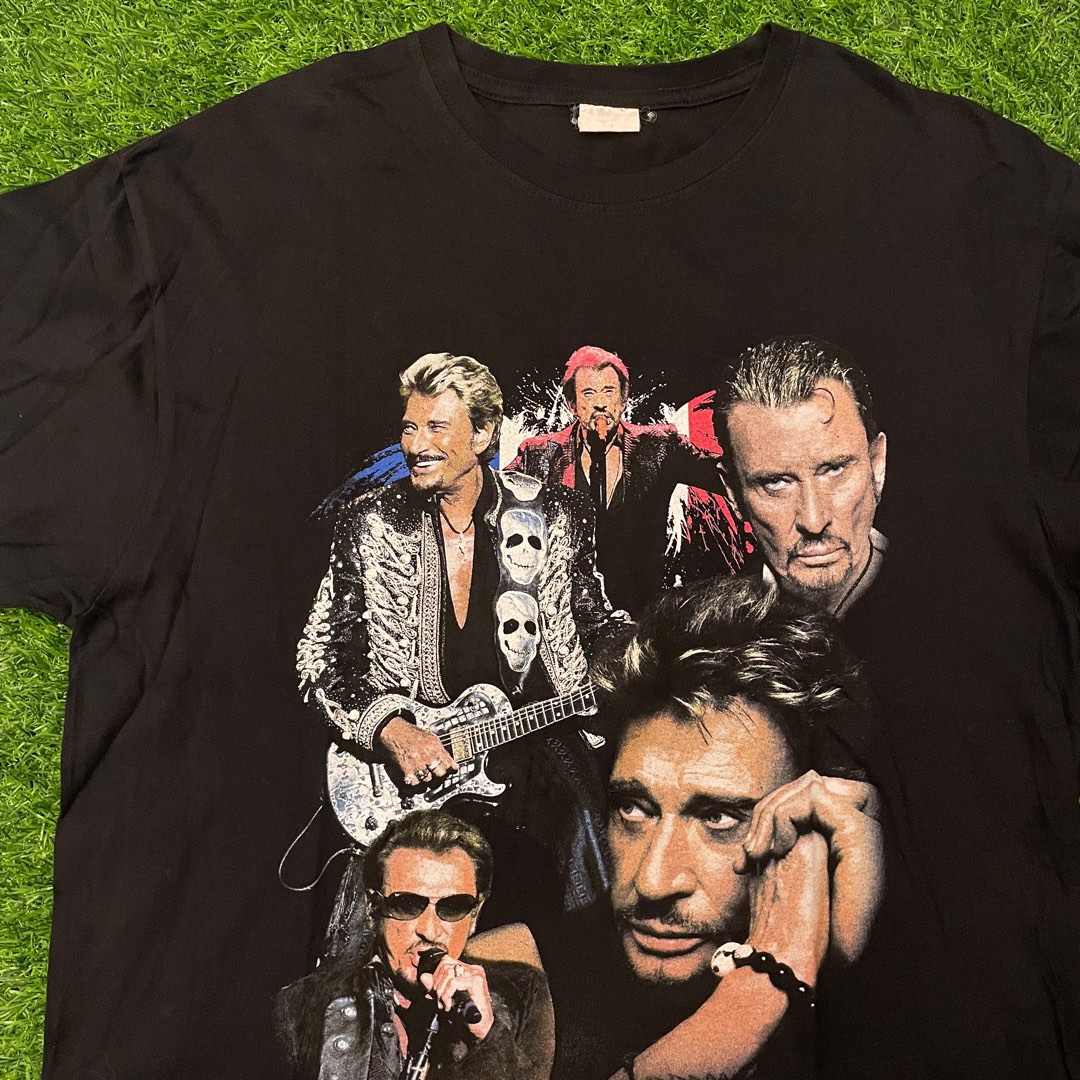 Johnny Hallyday Rap Tee Style Mega Print Shirt, Men's Fashion, Tops ...