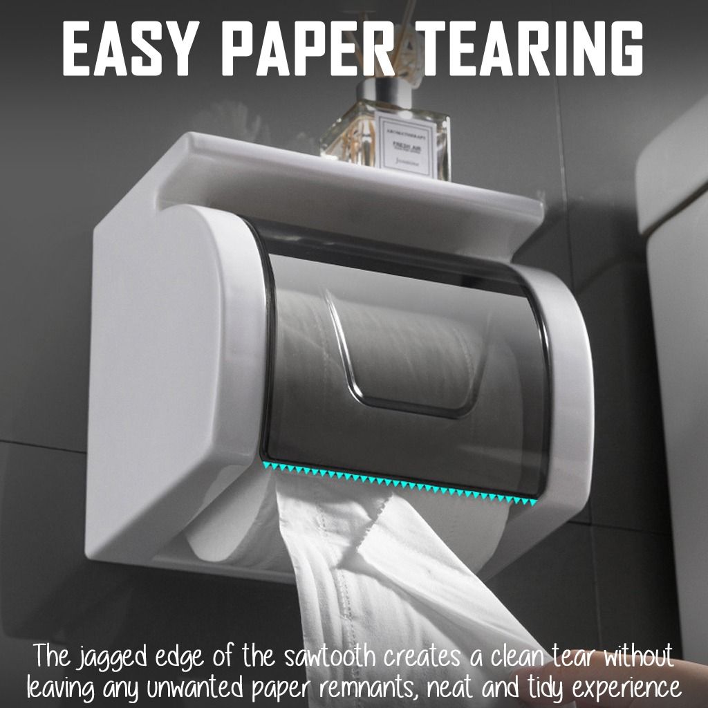 No Drill Toilet Tissue Paper Roll Holder with Cover - Waterproof ...