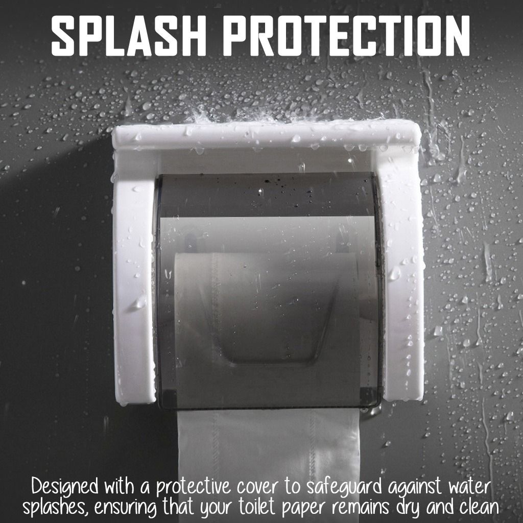 No Drill Toilet Tissue Paper Roll Holder with Cover - Waterproof ...