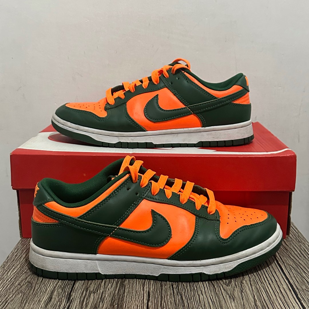 ORIGINAL NIKE SB DUNK LOW RETRO MIAMI HURRICANES, Men's Fashion ...