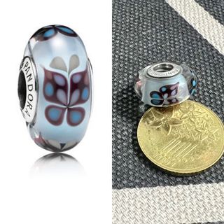 Pink & Yellow Murano Glass Butterfly Dangle Charm 782698C01, Women's ...