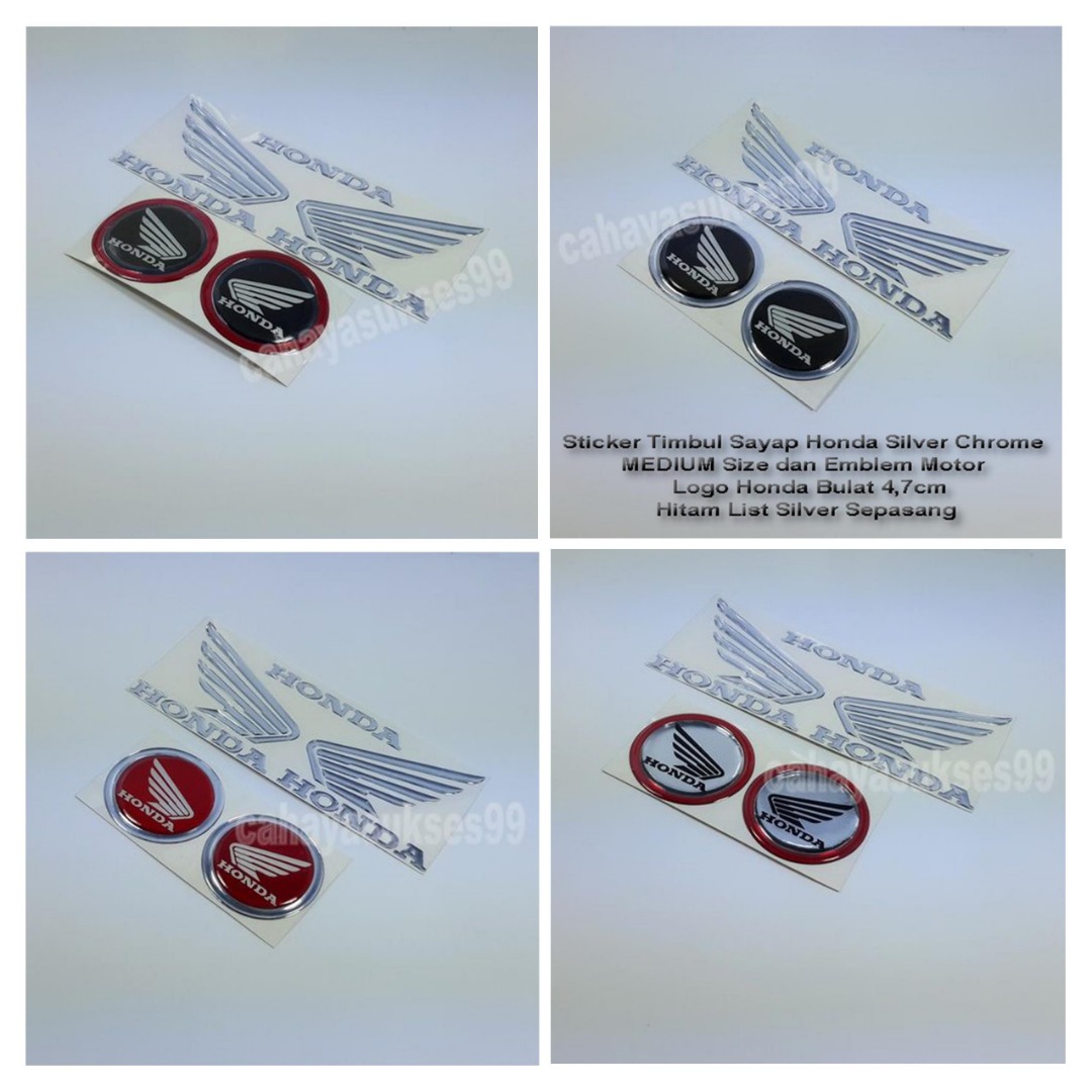 Sticker Motor Timbul Logo Wings Sayap Honda Silver Stiker Bulat Variasi ...