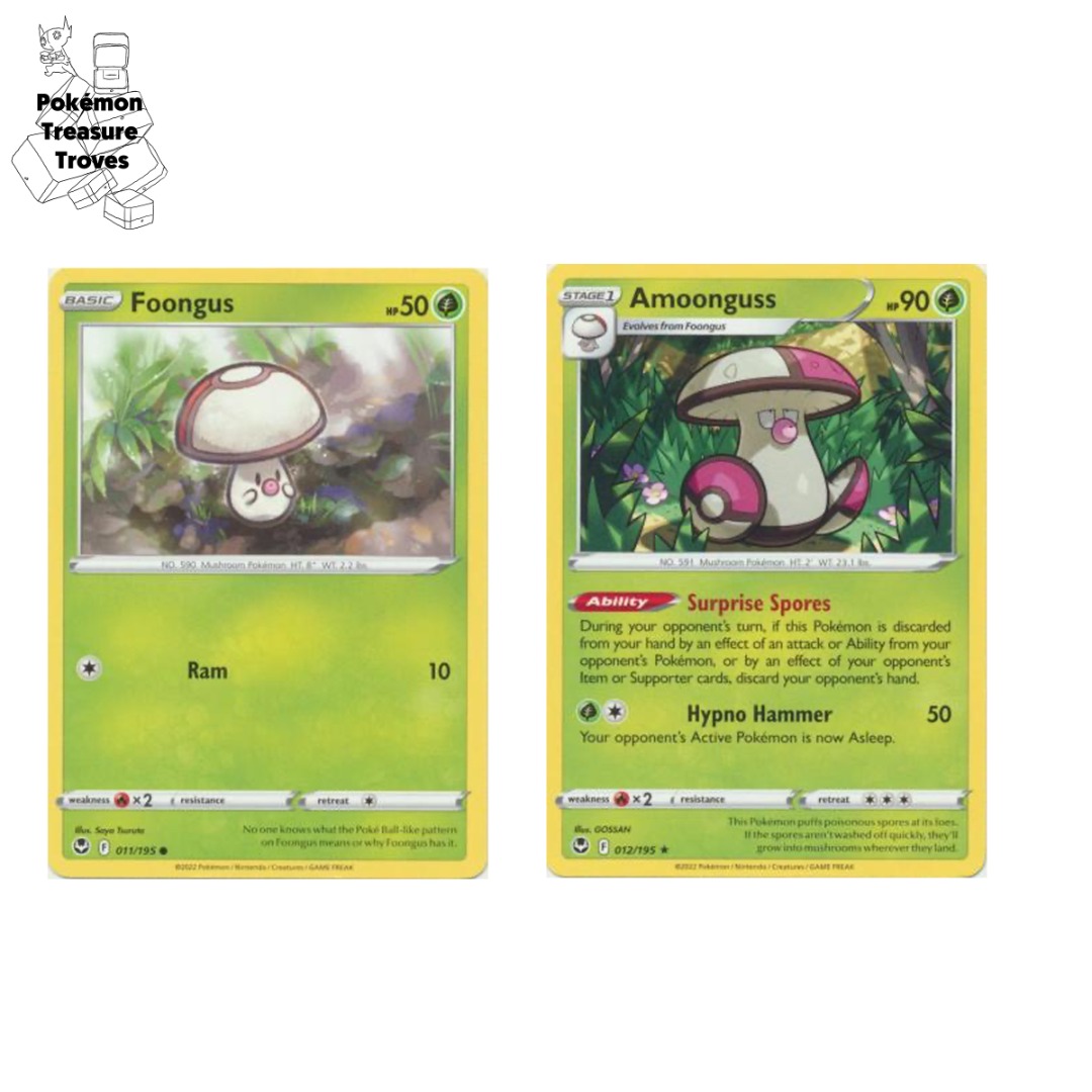 [$0.80] Pokemon Silver Tempest Foongus & Amoonguss Card Set, Hobbies ...