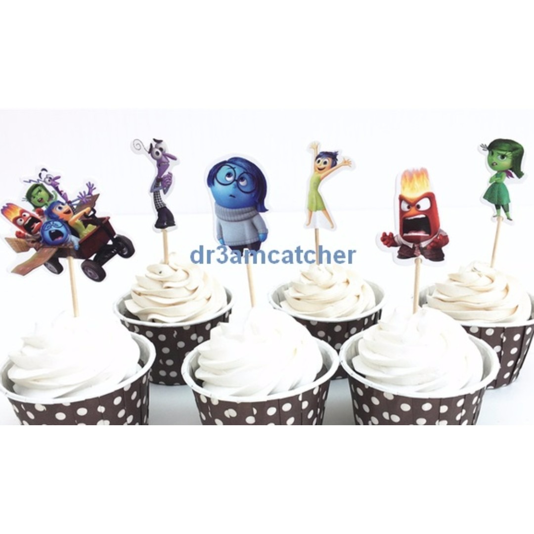 24 pieces INSIDE OUT cupcake toppers, Hobbies & Toys, Stationery ...