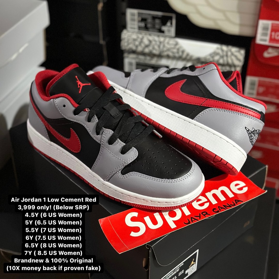 Air Jordan 1 Low Cement Red, Women's Fashion, Footwear, Sneakers on ...