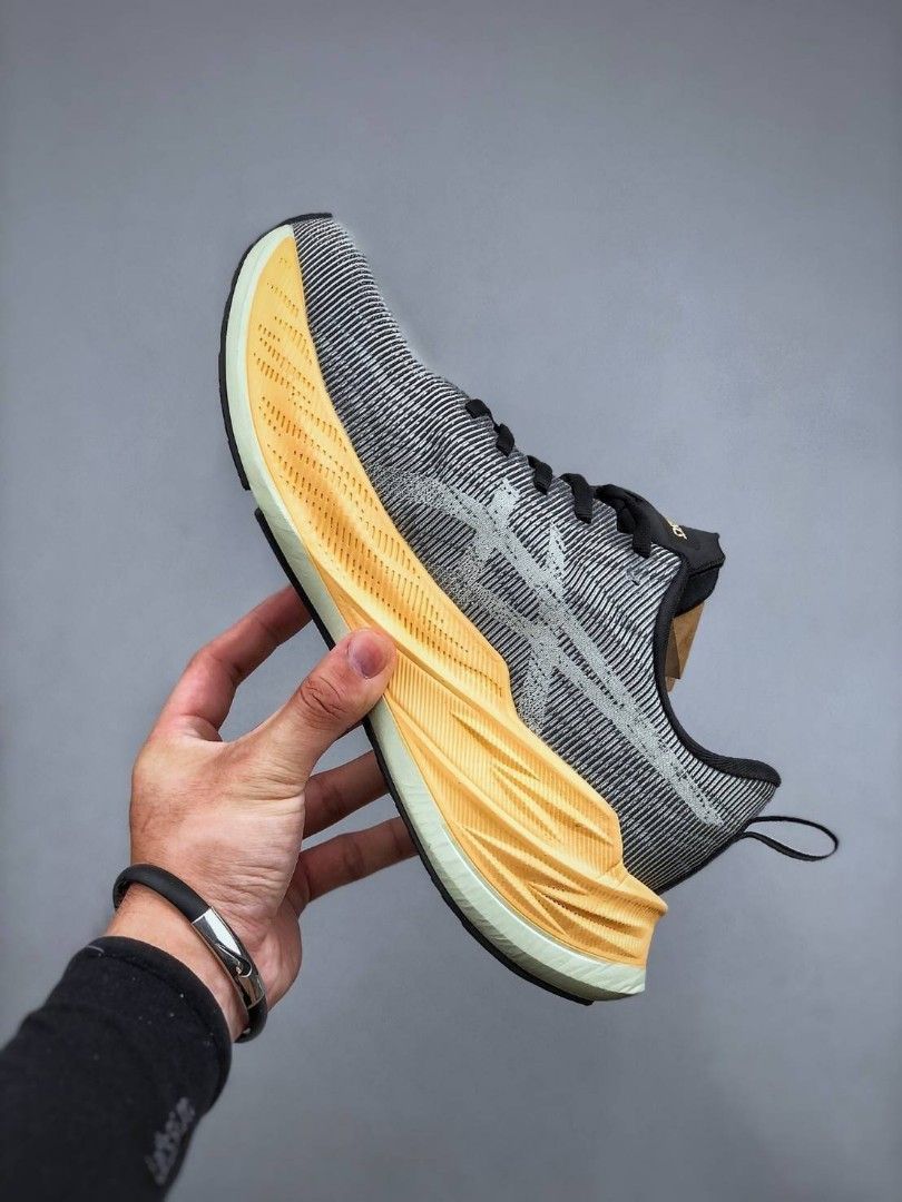 Asics SUPERBLAST Grey orange, Fesyen Pria, Sepatu , Sneakers di Carousell