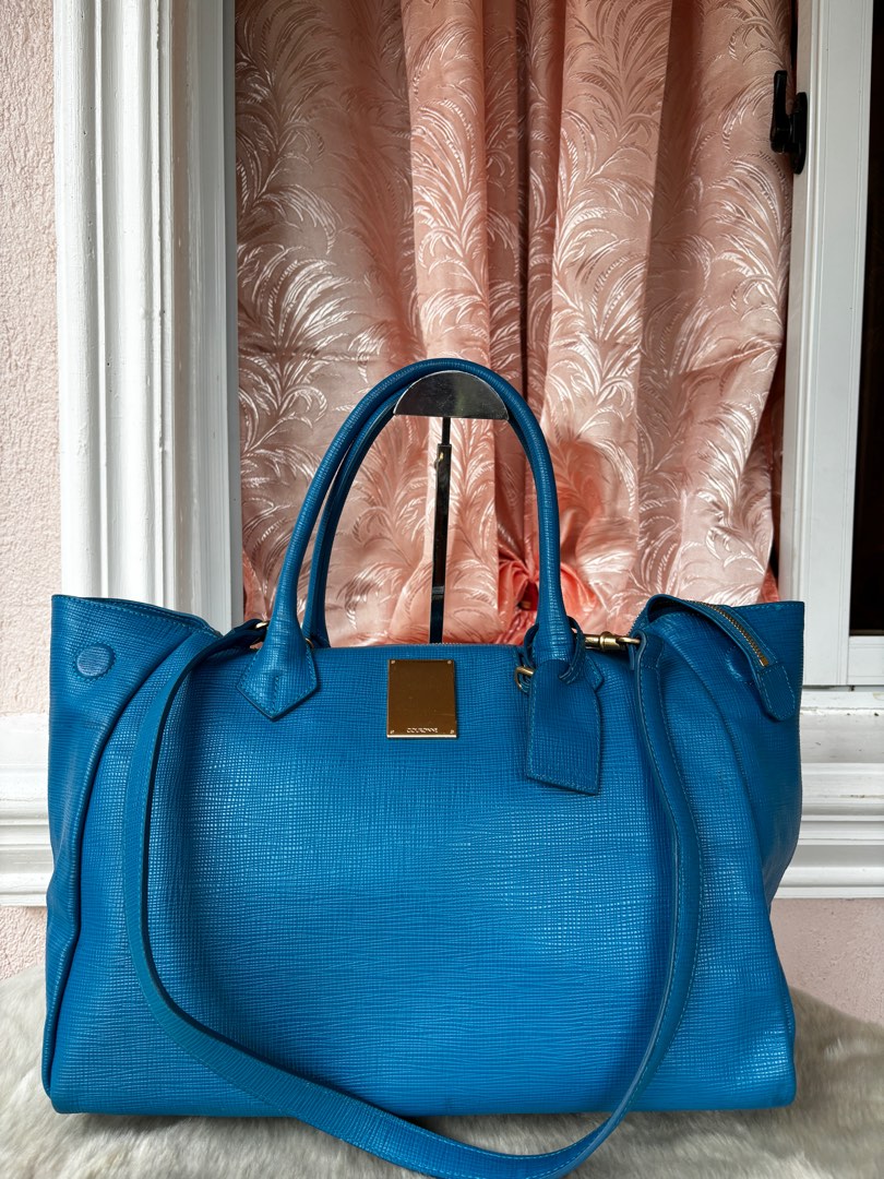 Authentic Couronne 2- way Shoulder Leather Bag in Powder Blue #2, Women ...