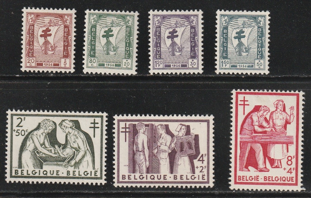 Belgium 1956 B592-598 complete set MH, SCV=USD37.1, 興趣及遊戲, 收藏品及紀念品, 郵票及 ...