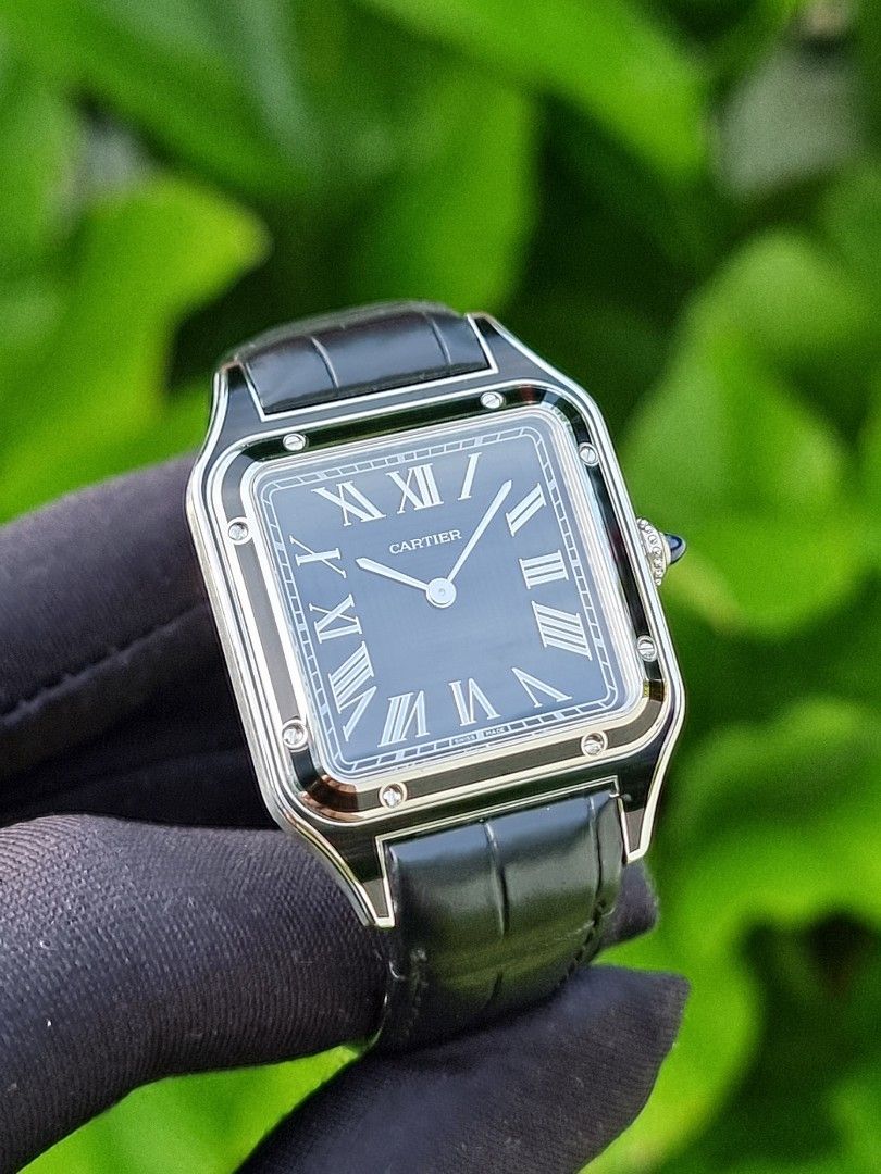 CARTIER SANTOS DUMONT LARGE BLACK LACQUER WSSA0046 WSSA 0046 46 MANUAL ...