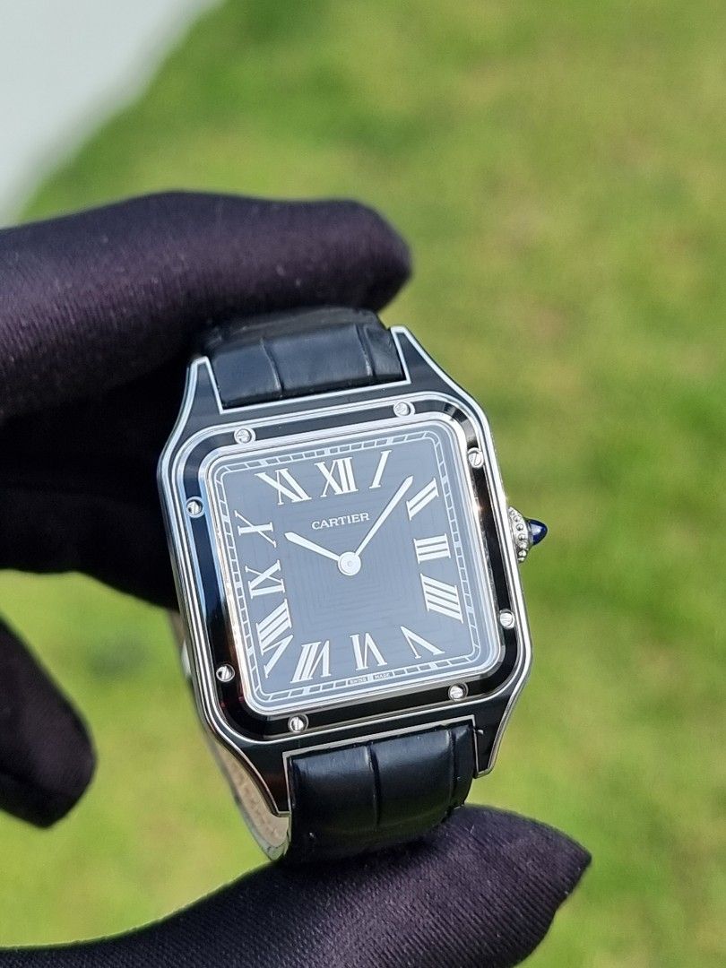 CARTIER SANTOS DUMONT LARGE BLACK LACQUER WSSA0046 WSSA 0046 46 MANUAL ...