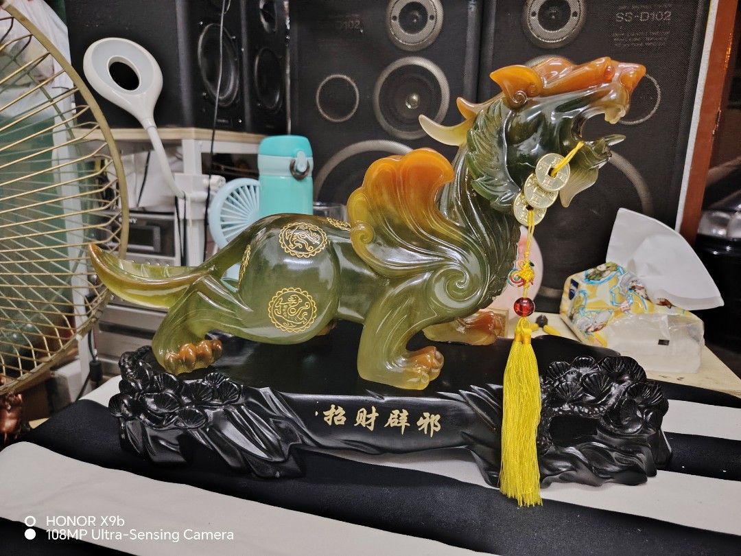 Chinese Feng Shui Pixiu Lion Resin Statue, Furniture & Home Living ...