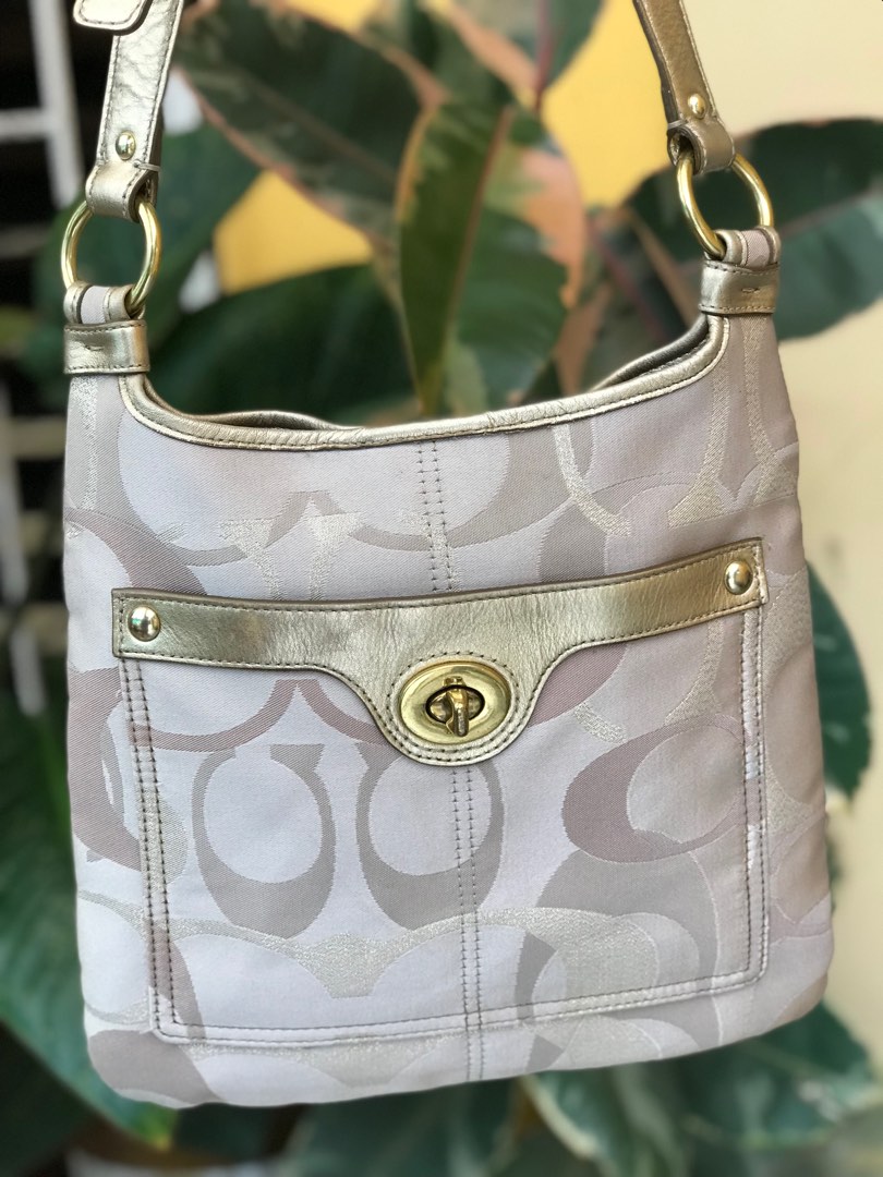 COACH Beige Signature Canvas and Leather Crossbody bag, Luxury, Bags ...