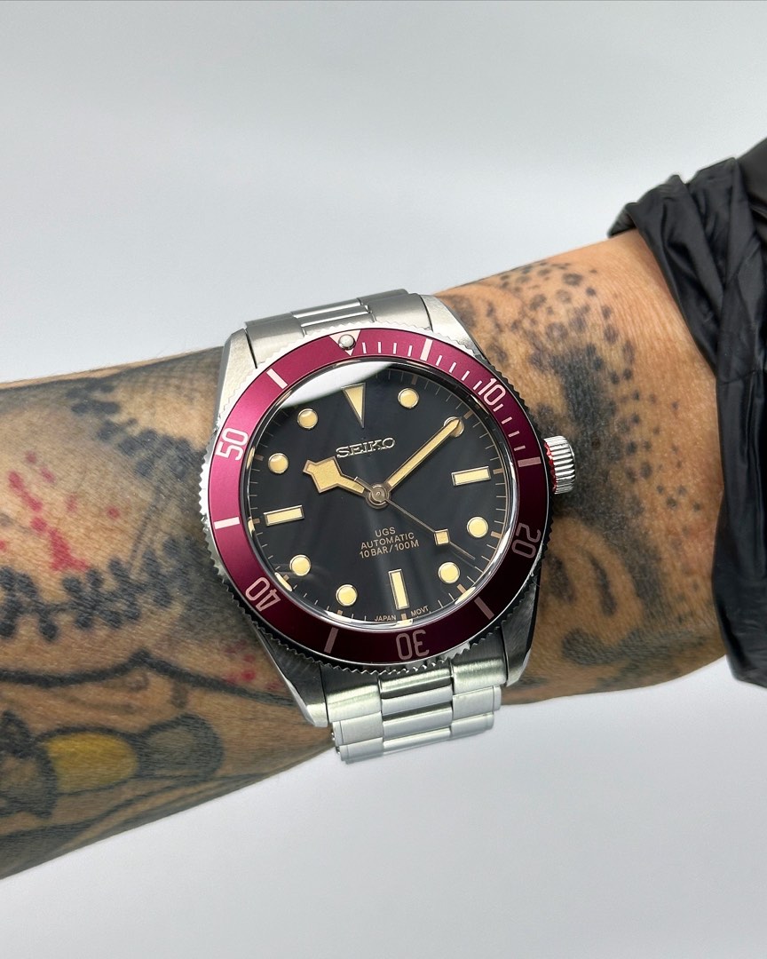 Custom Seiko Mod 41mm Black Bay Heritage Red Bezel Automatic Watch, Men ...