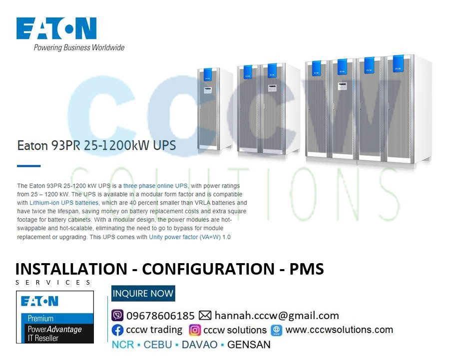 Eaton 93PR 25-1200kW UPS three phase online UPS, Computers & Tech ...