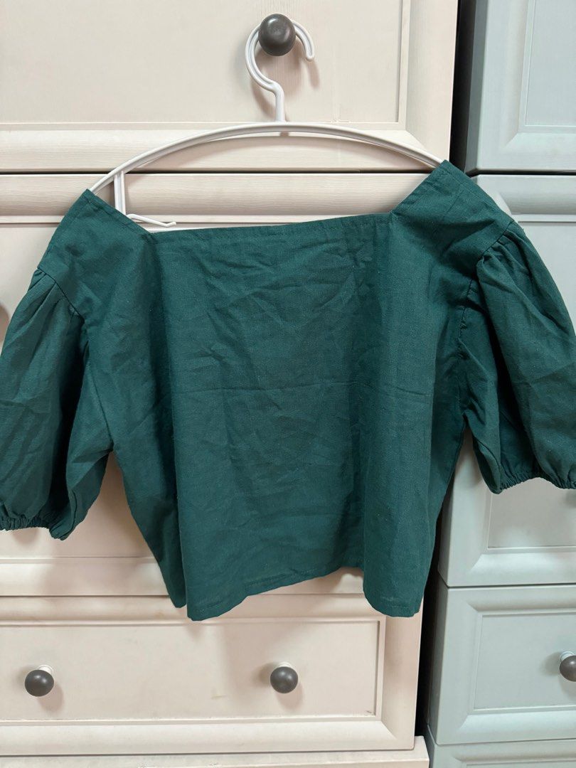 Emerald Green Blouse, Women's Fashion, Tops, Blouses on Carousell