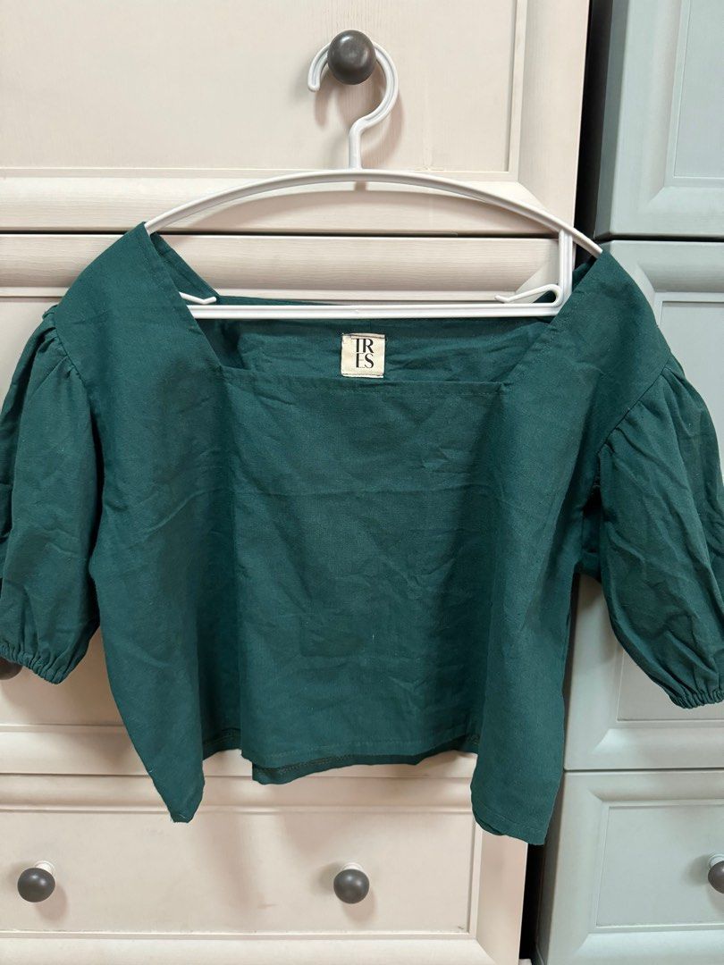 Emerald Green Blouse, Women's Fashion, Tops, Blouses on Carousell