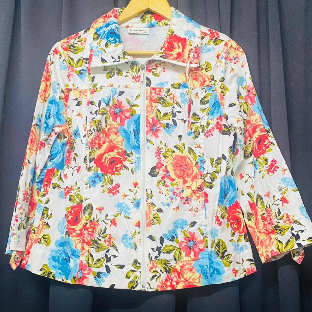 Flower Jacket, Women's Fashion, Coats, Jackets and Outerwear on Carousell