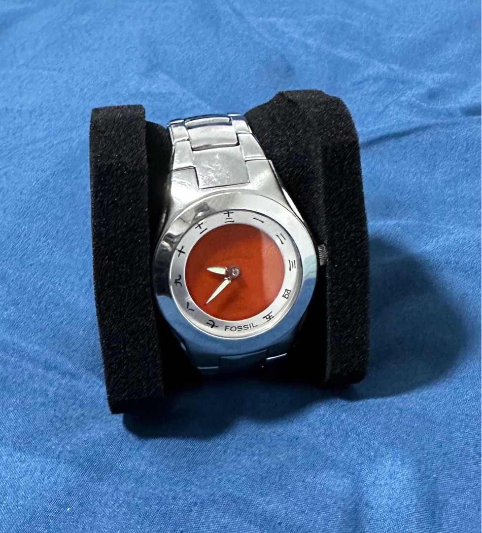 Fossil all steel with orange digital dial, Men's Fashion, Watches ...