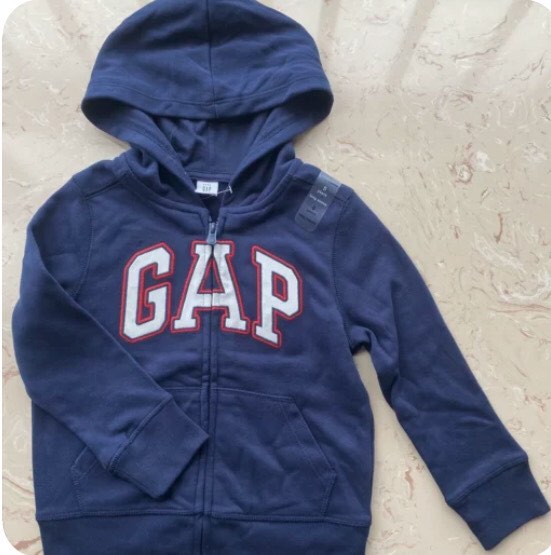 Gap toddler navy blue big white-pink logo classic hoodie jacket zip up ...