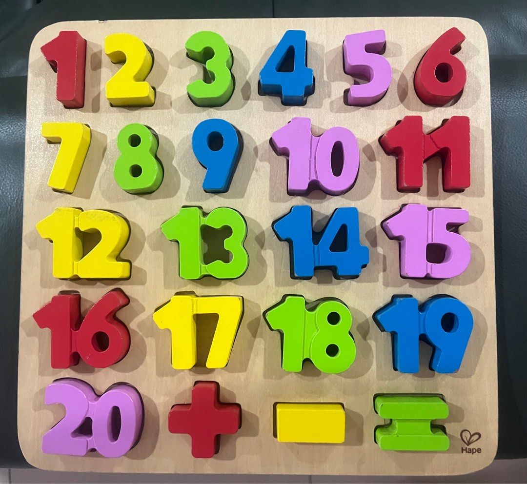 Hape wooden numbers, Hobbies & Toys, Toys & Games on Carousell