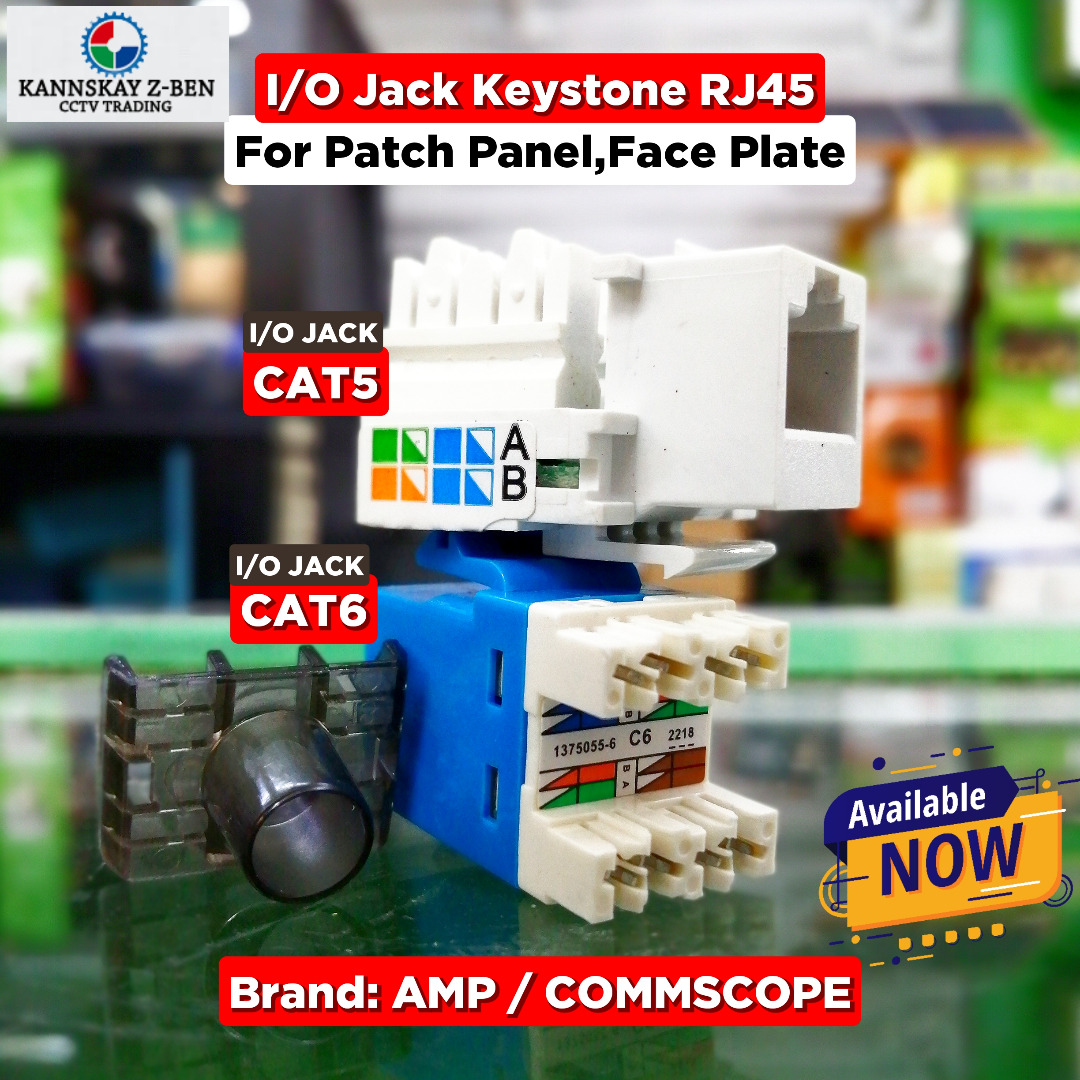 I/O Jack Keystone RJ45 Cat5 Cat6 For Patch Panel,Face Plate AMP ...