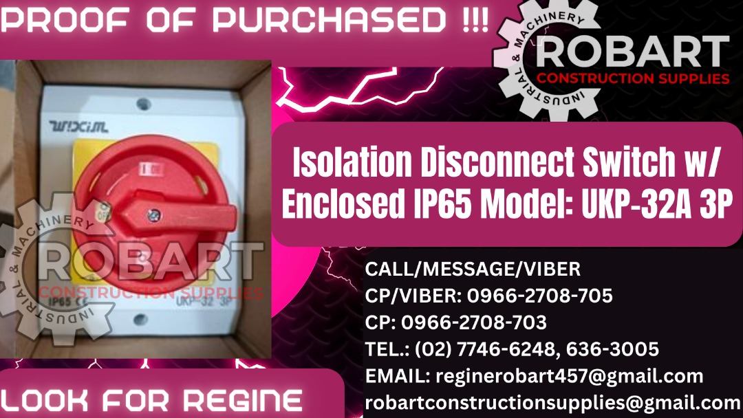 Isolation Disconnect Switch w/ Enclosed IP65 Model: UKP-32A 3P, Commercial & Industrial ...