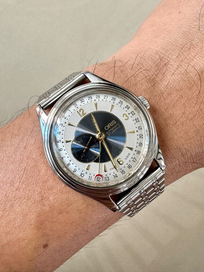 JAM TANGAN ORIS POINTER DATE BULLSEYE RARE VINTAGE AUTOMATIC SUB SECOND ...