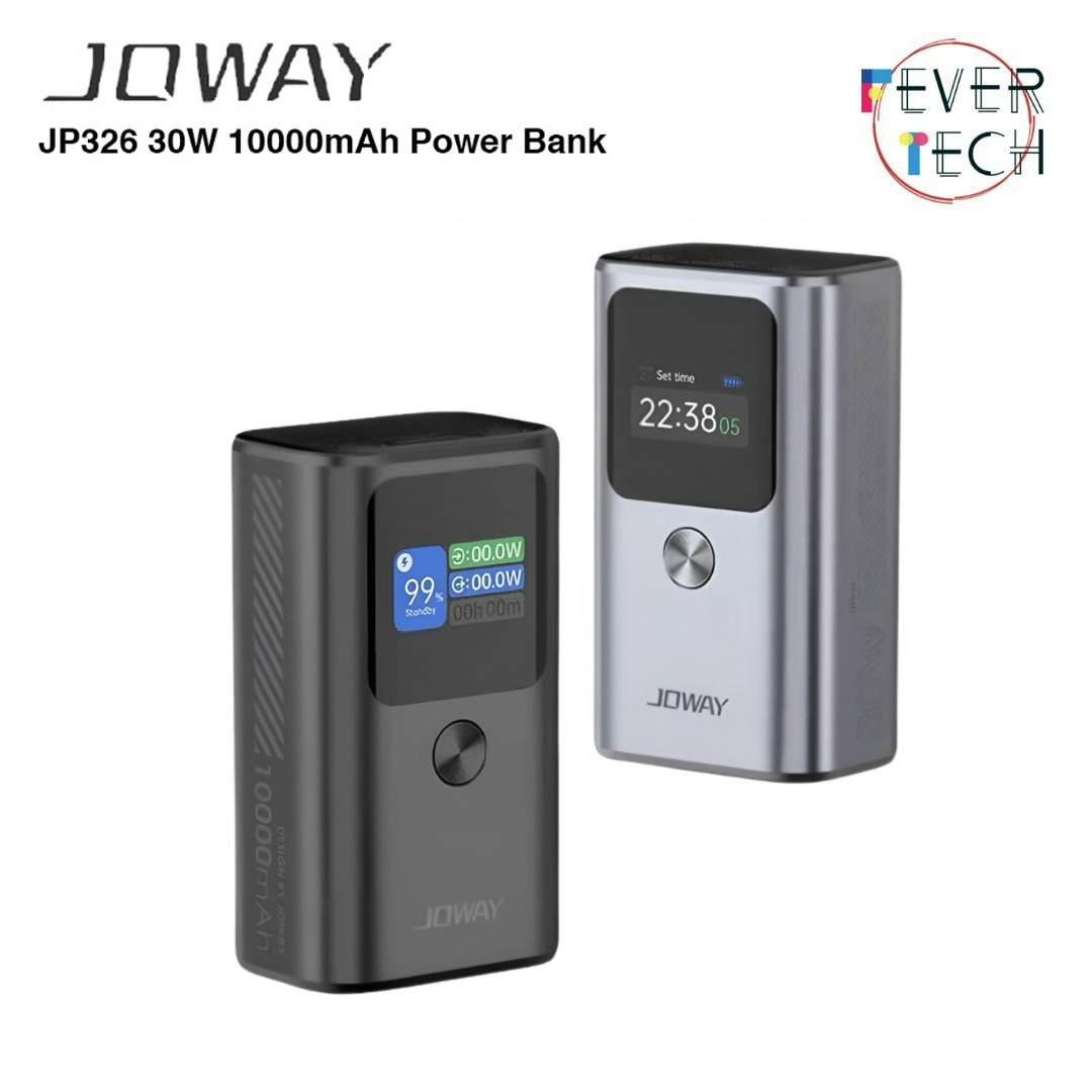 JOWAY JP326 30W 10000mAh Power Bank: Dual Type-C , TFT Smart Digital Display, Light and Portable ...