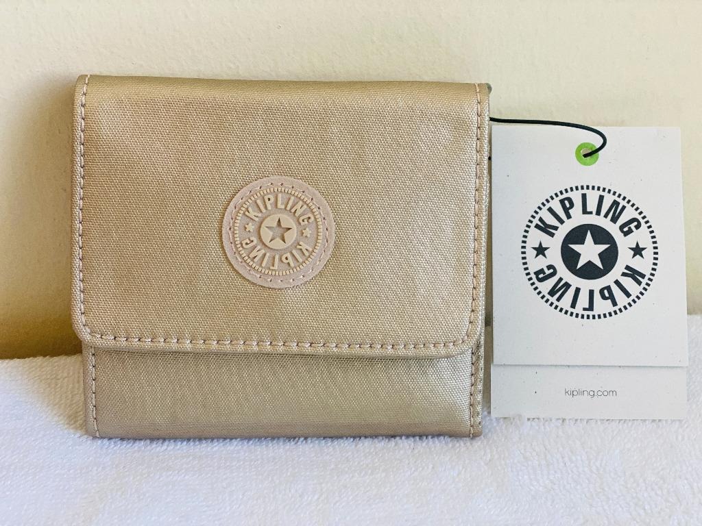 KIPLING CECE STARRY GOLD METALLIC ORGANIZER SMALL WALLET, Women's ...