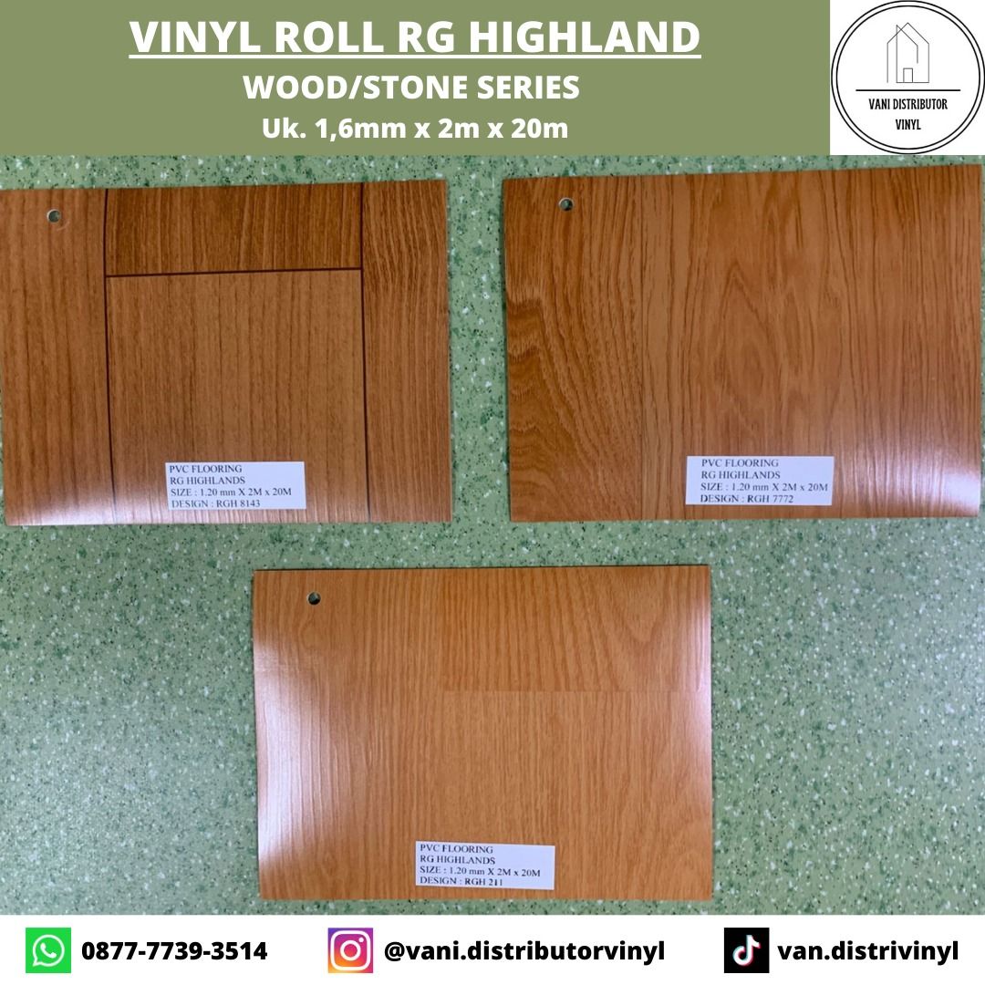 Lantai Vinyl Roll 1,2mm RG HIGHLAND Harga Per Roll Tahan Air dan Rayap ...