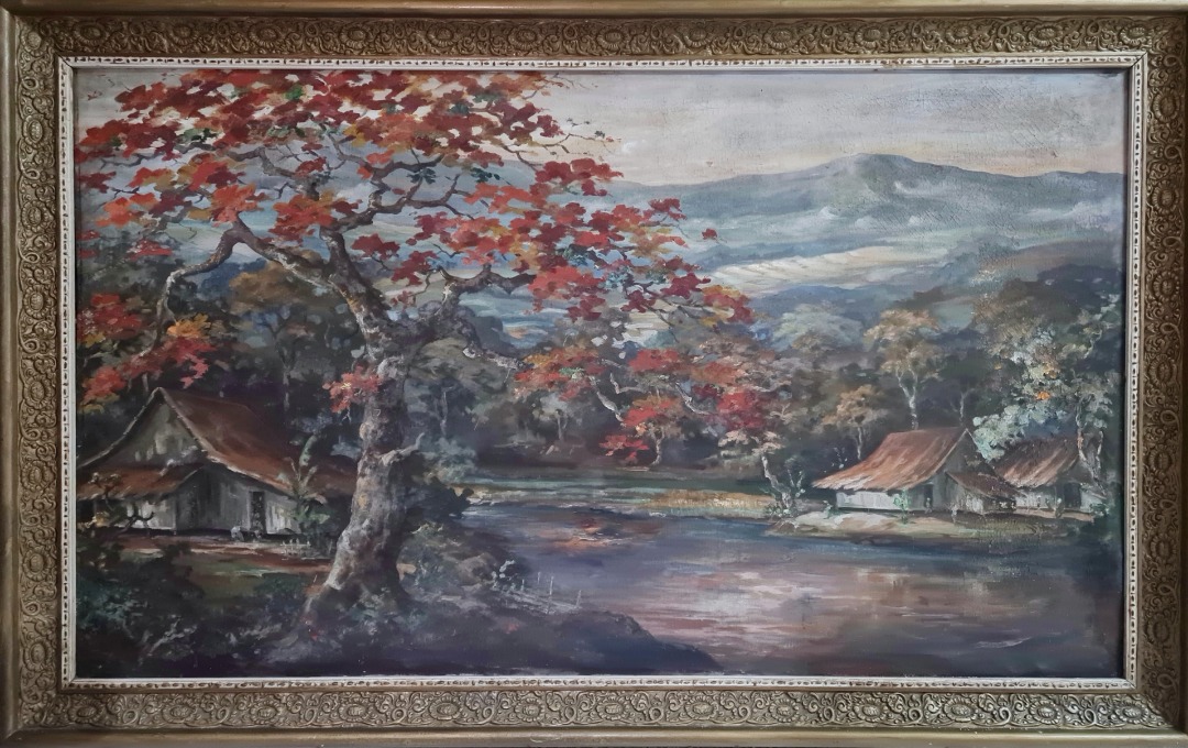 Lukisan Landscape Flamboyant Karya Old Master Ernest Dezentje 1945 ...