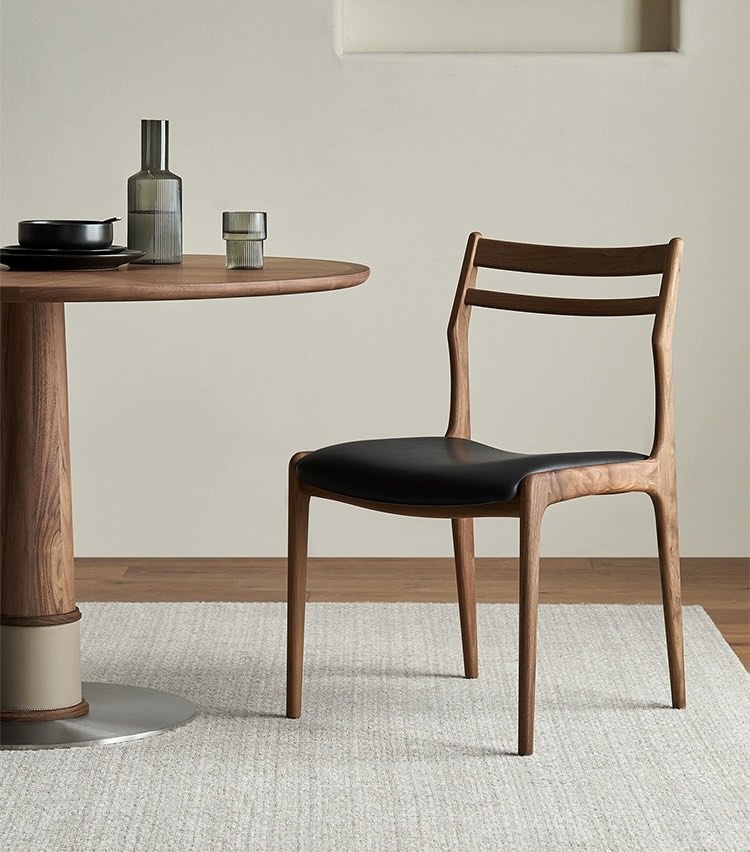 MEZA Modern Solid Walnut Wood Dining Chair, Furniture & Home Living ...