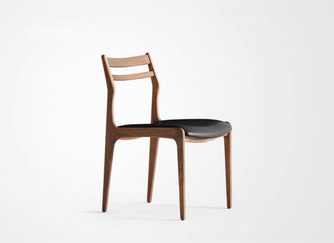MEZA Modern Solid Walnut Wood Dining Chair, Furniture & Home Living ...