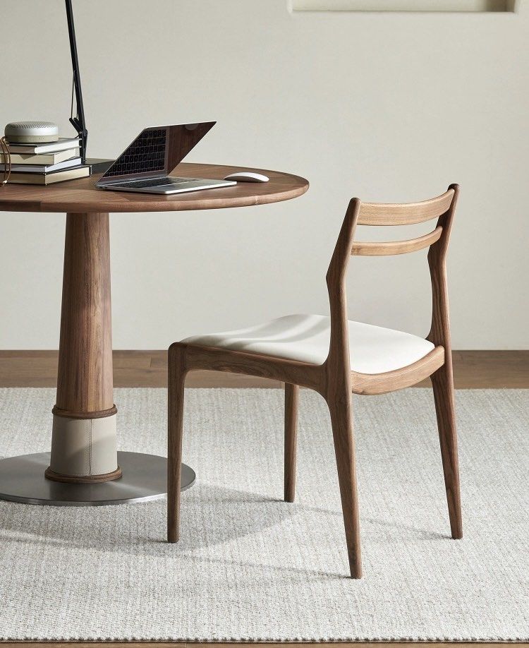 MEZA Modern Solid Walnut Wood Dining Chair, Furniture & Home Living ...