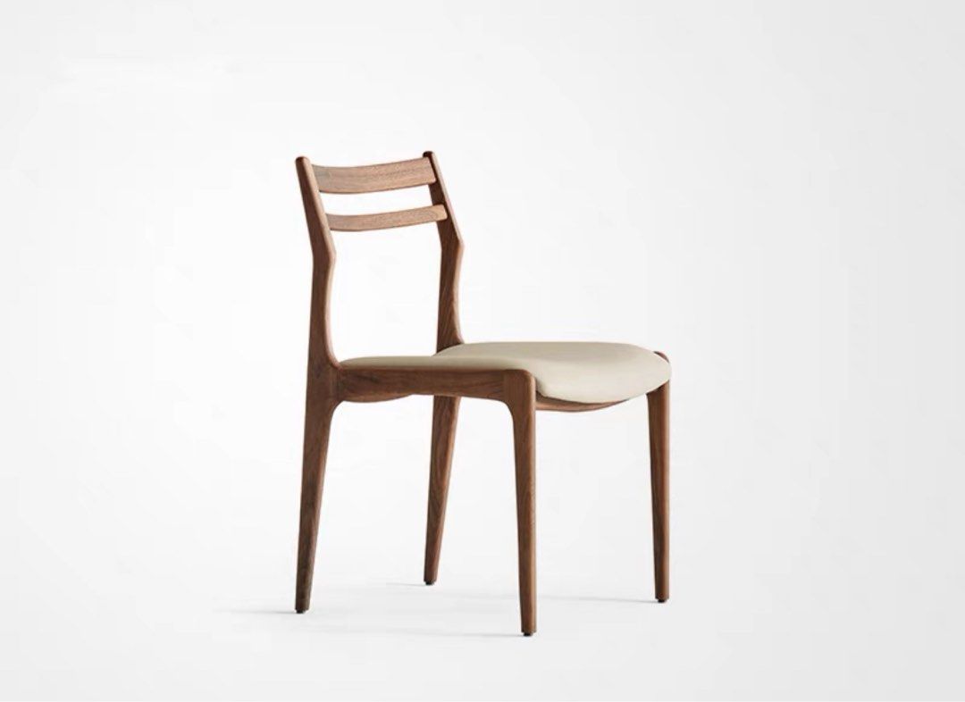 MEZA Modern Solid Walnut Wood Dining Chair, Furniture & Home Living ...