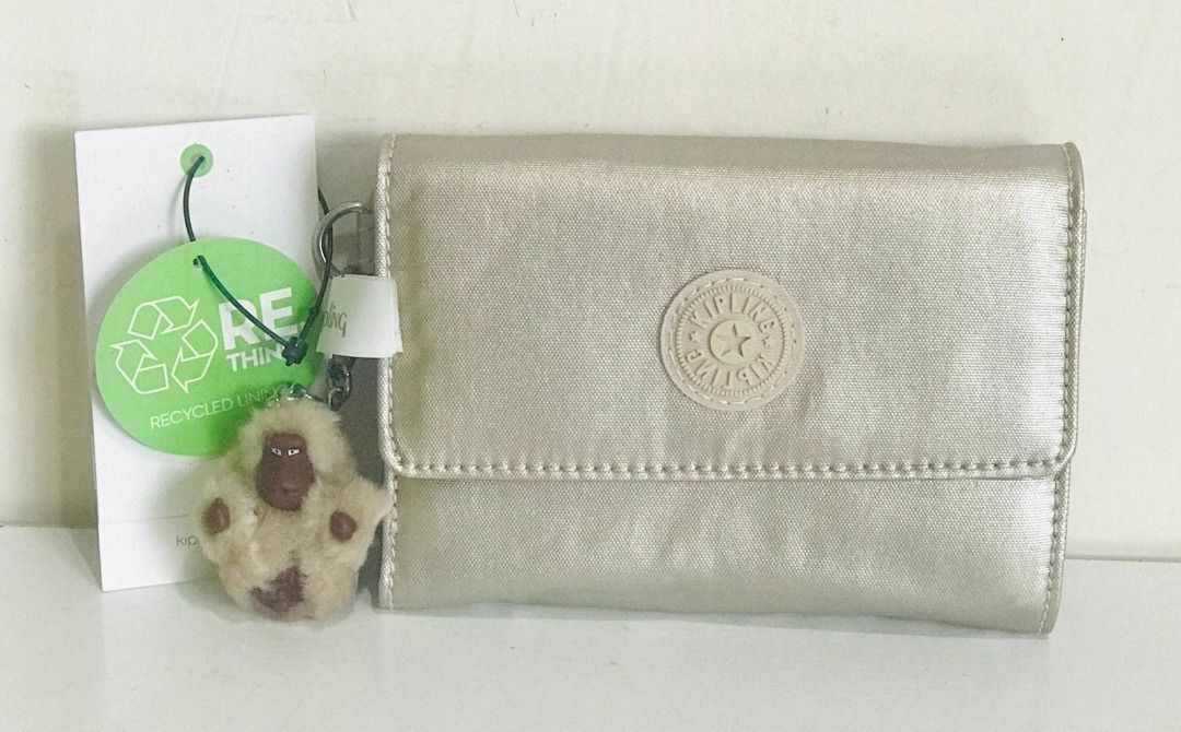 NEW! KIPLING PIXI GM MEDIUM ORGANIZER WALLET - STARRY GOLD METALLIC ...