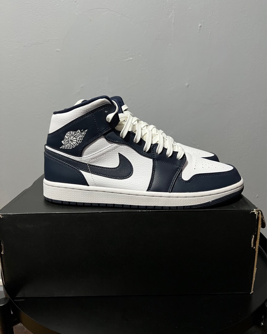 Nike Air Jordan 1 mid Obsidian Blue, Men's Fashion, Footwear, Sneakers ...