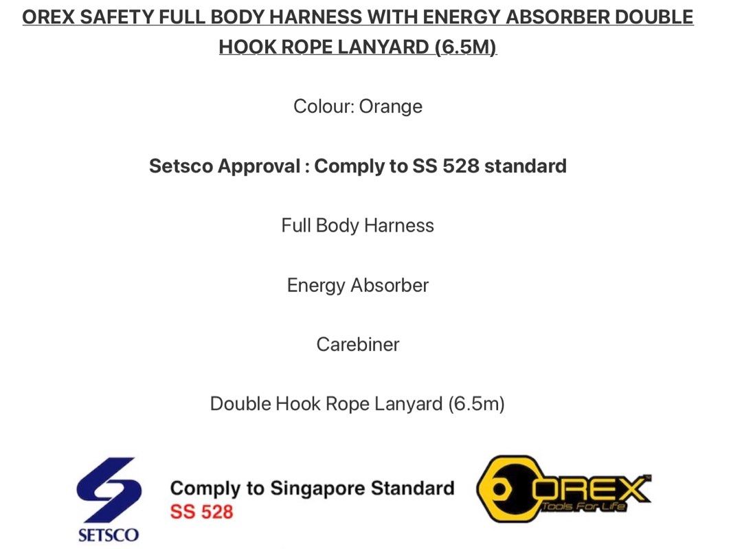 Orex safety Full Body Harness, Health & Nutrition, Braces, Support ...