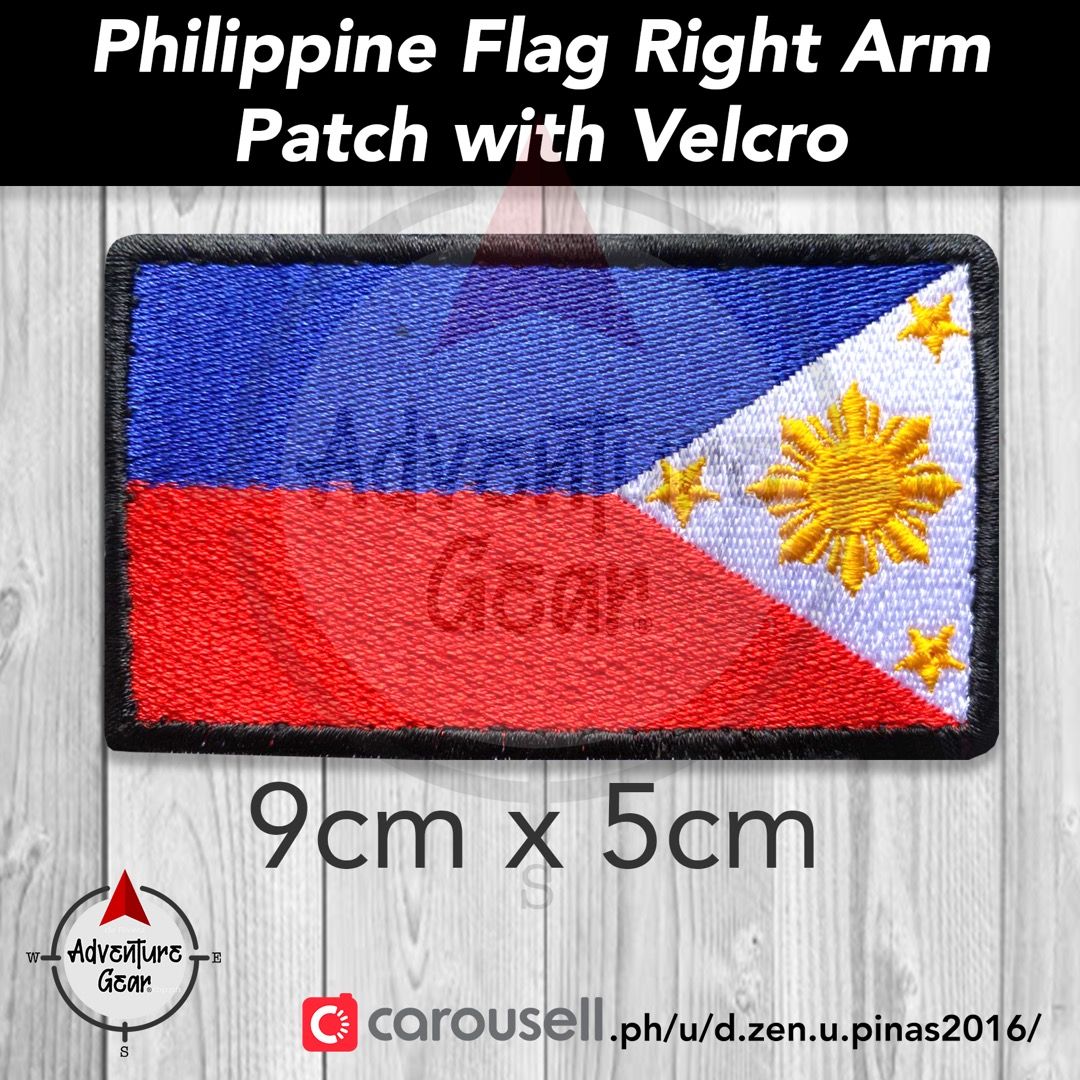 Philippine Flag Right Arm Patch with Black Outline, Sports Equipment ...