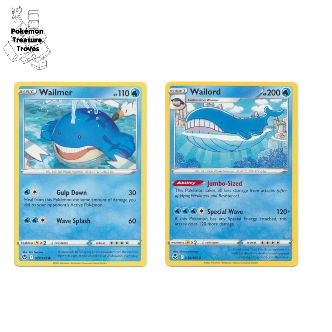 Pokemon Silver Tempest Wailmer & Wailord Card Set, Hobbies & Toys, Toys ...