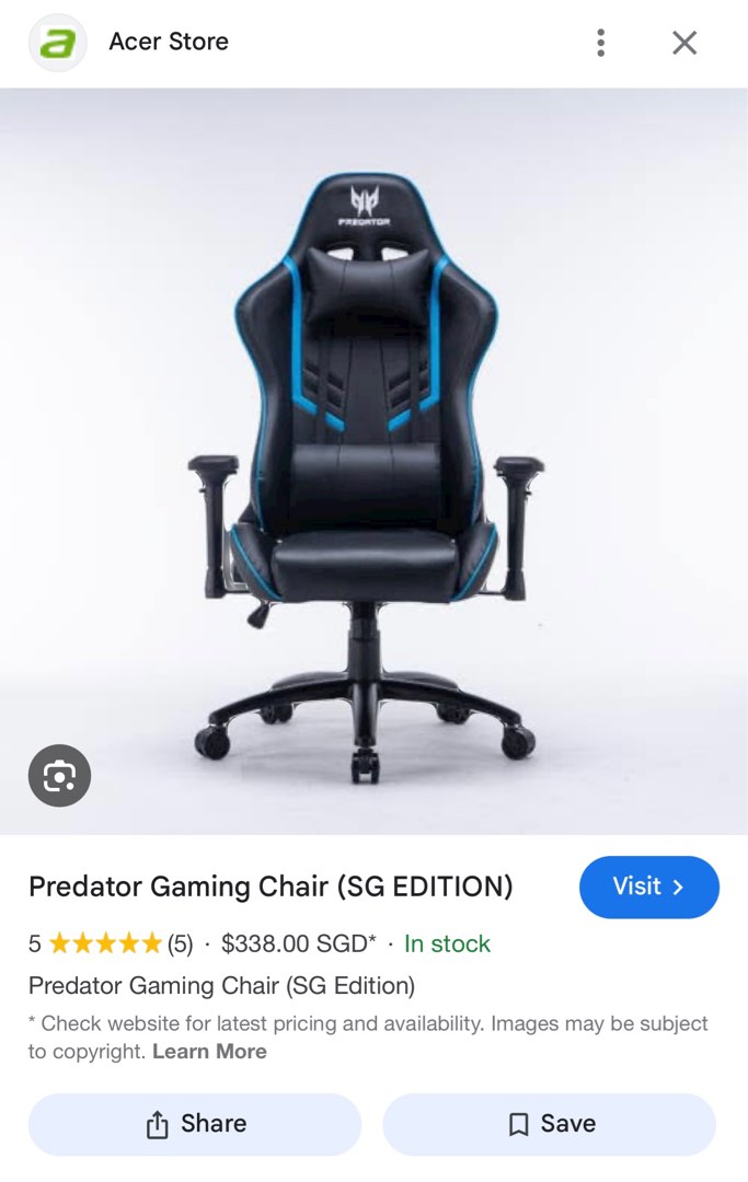 Predator Gaming Chair (SG edition), Furniture & Home Living, Furniture ...