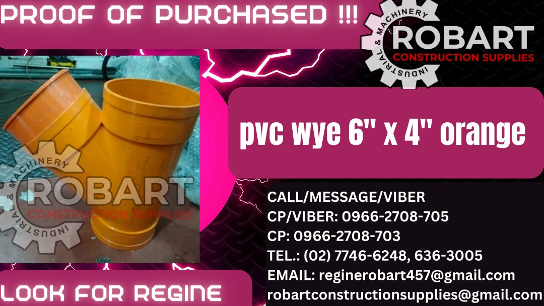 pvc wye 6'' x 4'' orange, Commercial & Industrial, Construction Tools ...