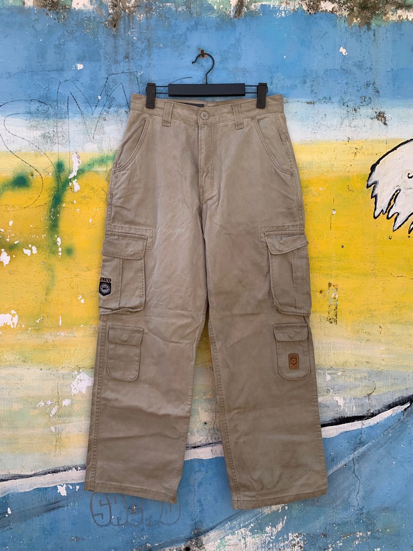 RARE 2000s JNCO Jeans Army Twill Embroidered Crown Logo Cargo Beige Baggy Pants, Men's Fashion ...