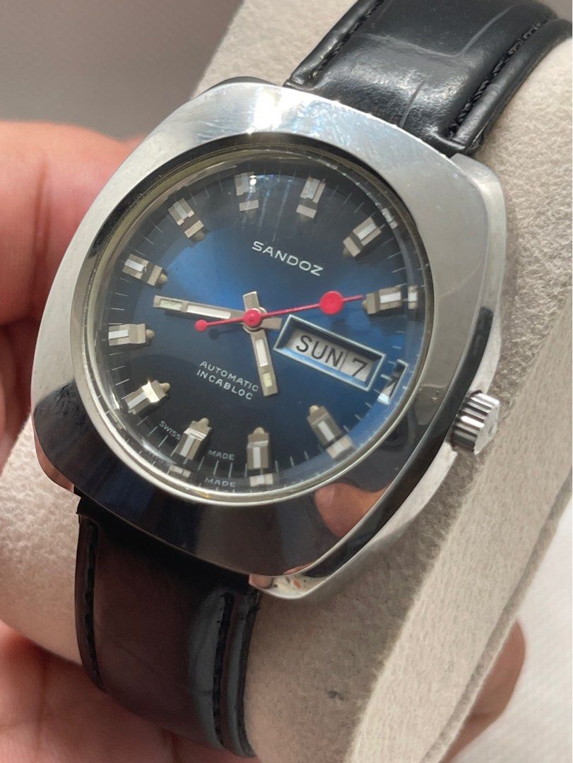 Sandoz Dial Blue Automatic Swiss Made, Men's Fashion, Watches & Accessories, Watches on Carousell